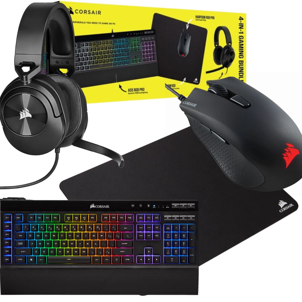 Corsair K55 RGB PRO Keyboard + HARPOON RGB PRO Mouse + HS55 STEREO ...